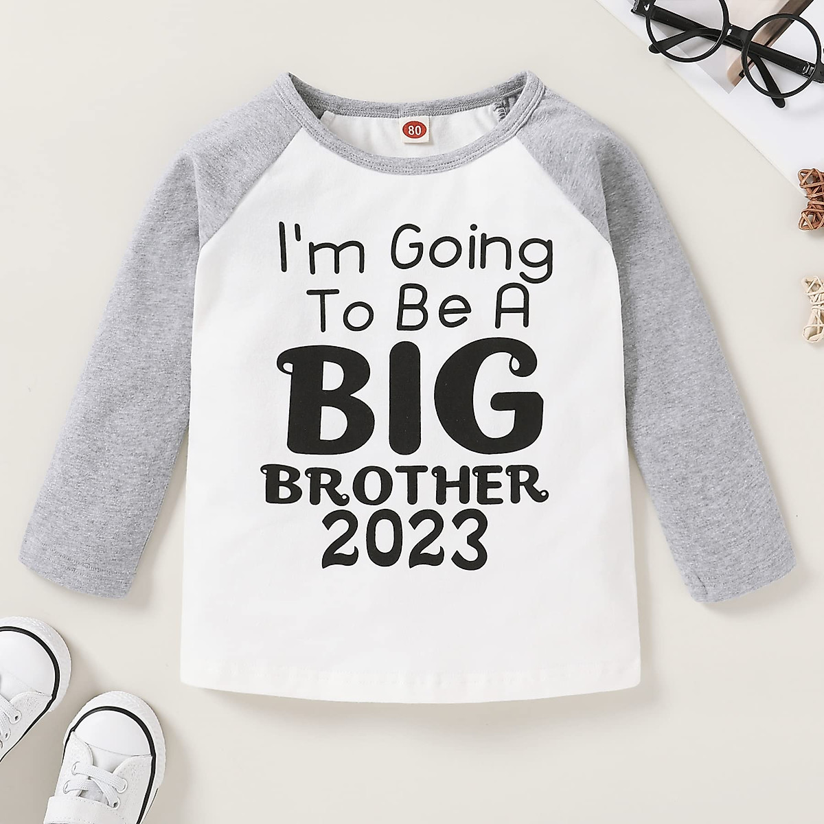 Toddler Kids Baby Boy Tee I'm Going to Be A Big Brother 2023 Shirt Long Sleeve T-Shirt Tops(2023#Gray Long Sleeve,18-24 Months)