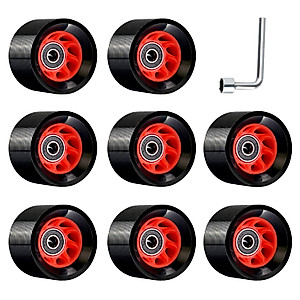 TOBWOLF 8 Pack 58mm x 39mm, 95A, Indoor Quad Roller Skate Wheels for Roller Derby Speed Skating, Artistic, Jam, Rink & Rhythm Skates, PU Wear-Resistant Wheels Double-Row Roller Skates Accessories