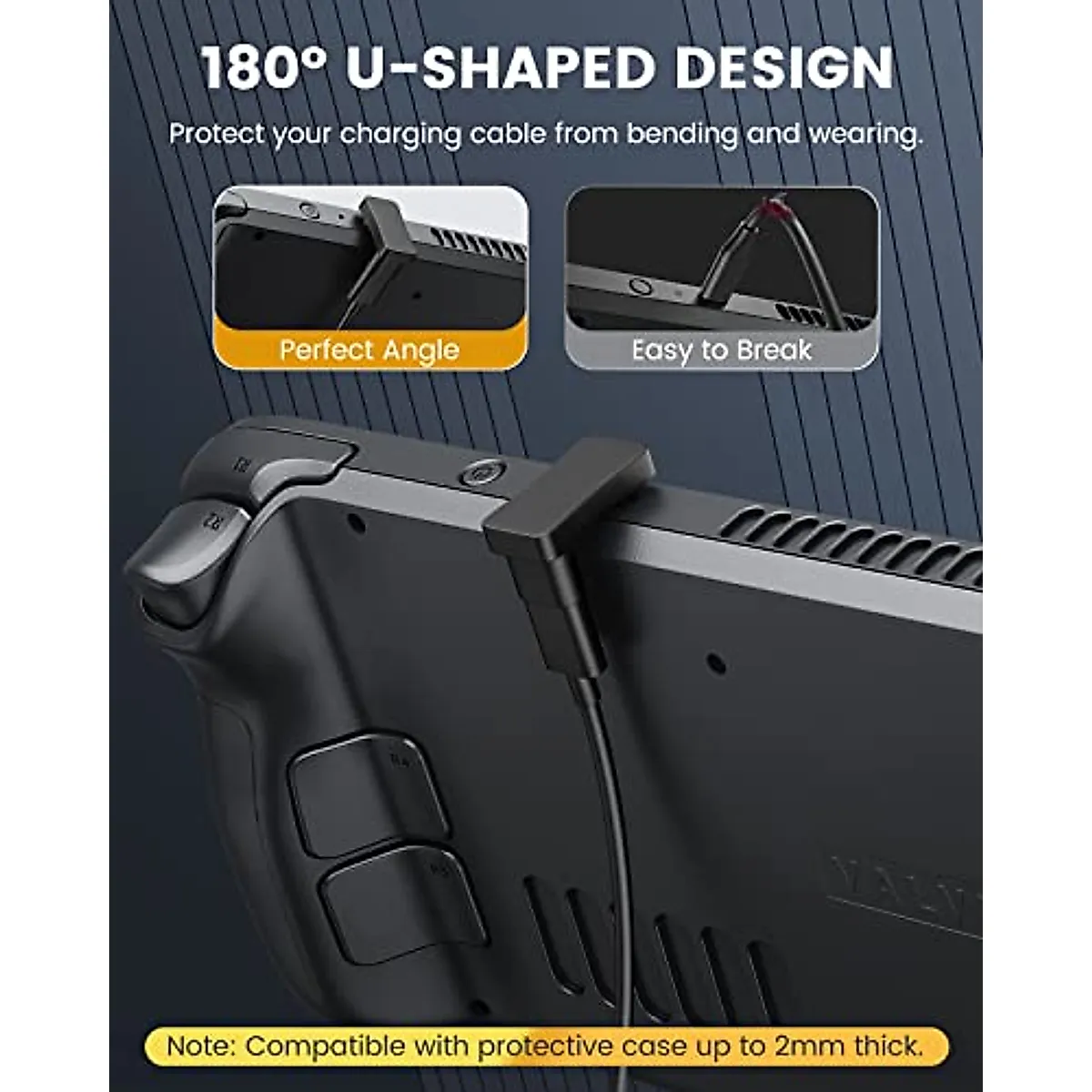 Moko 180 Degree U Shape USB-C Male to USB-C Female Adapter 2 Pack, With PD 100W/10 Gbps, USB-C 180 Extender for Steam Deck/Switch/Laptop/Tablet/Phone