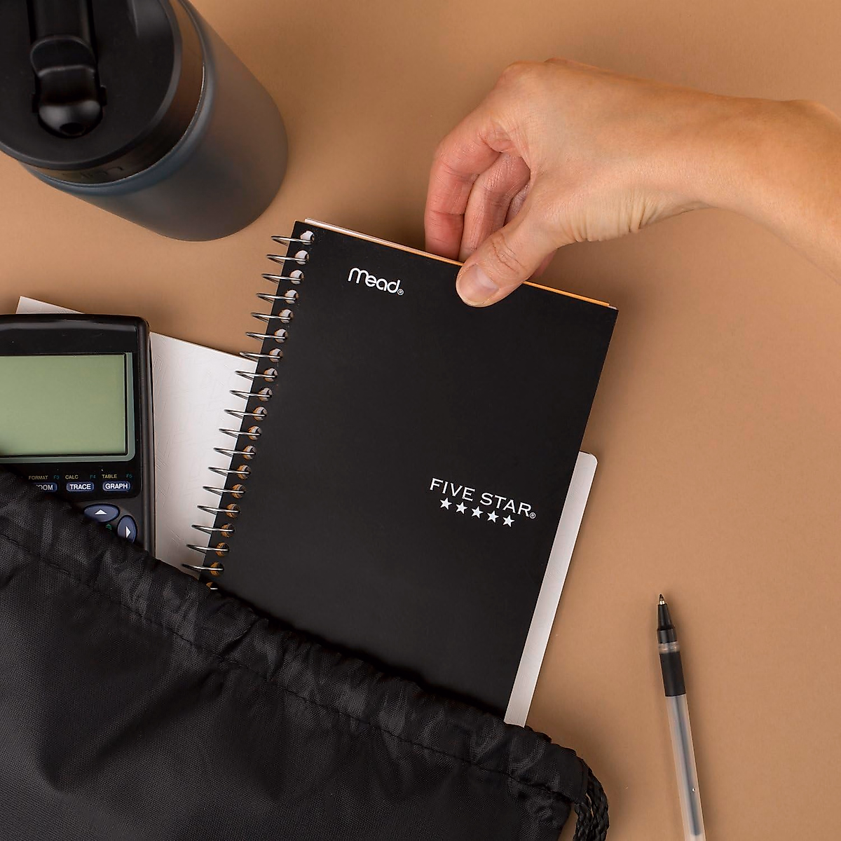 Five Star Personal Spiral Notebook, 1 Subject, College Ruled Paper, 7" x 4-3/8", Small Size, 100 Sheets, Black (73969)