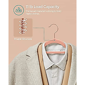 SONGMICS Velvet Hangers, Set of 30 Clothes Hanger with Rose Gold Swivel Hook, Non-Slip, and Space-Saving, 0.2-Inch Thick, 17.1-Inch Long for Coat, Shirt, Dress, Pants, Tie, Light Pink UCRF21PK30