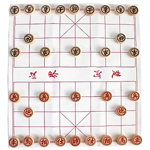 GoodPlay Beechwood Chinese Chess Set Xiangqi Travel Games Sets with Leather Chessboard in a Hard Paper Box