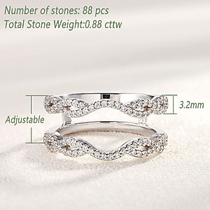 Wuziwen Sterling Silver Women's Ring Guard Enhancer for Engagement Rings Wedding Band CZ Size 6.5