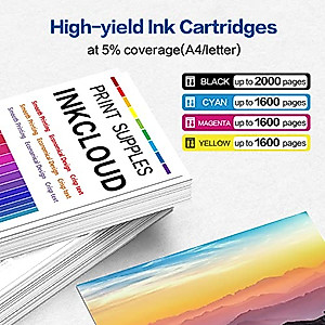 INKCLOUD 962XL High-Yield Ink Cartridges Replacement for HP 962 962 XL for HP OfficeJet Pro 9015e 9025 9018 9015 9025e 9010 9012 9020 9022 9026 9027 9028 Printer (Black, Cyan, Magenta, Yellow) 4 Pack