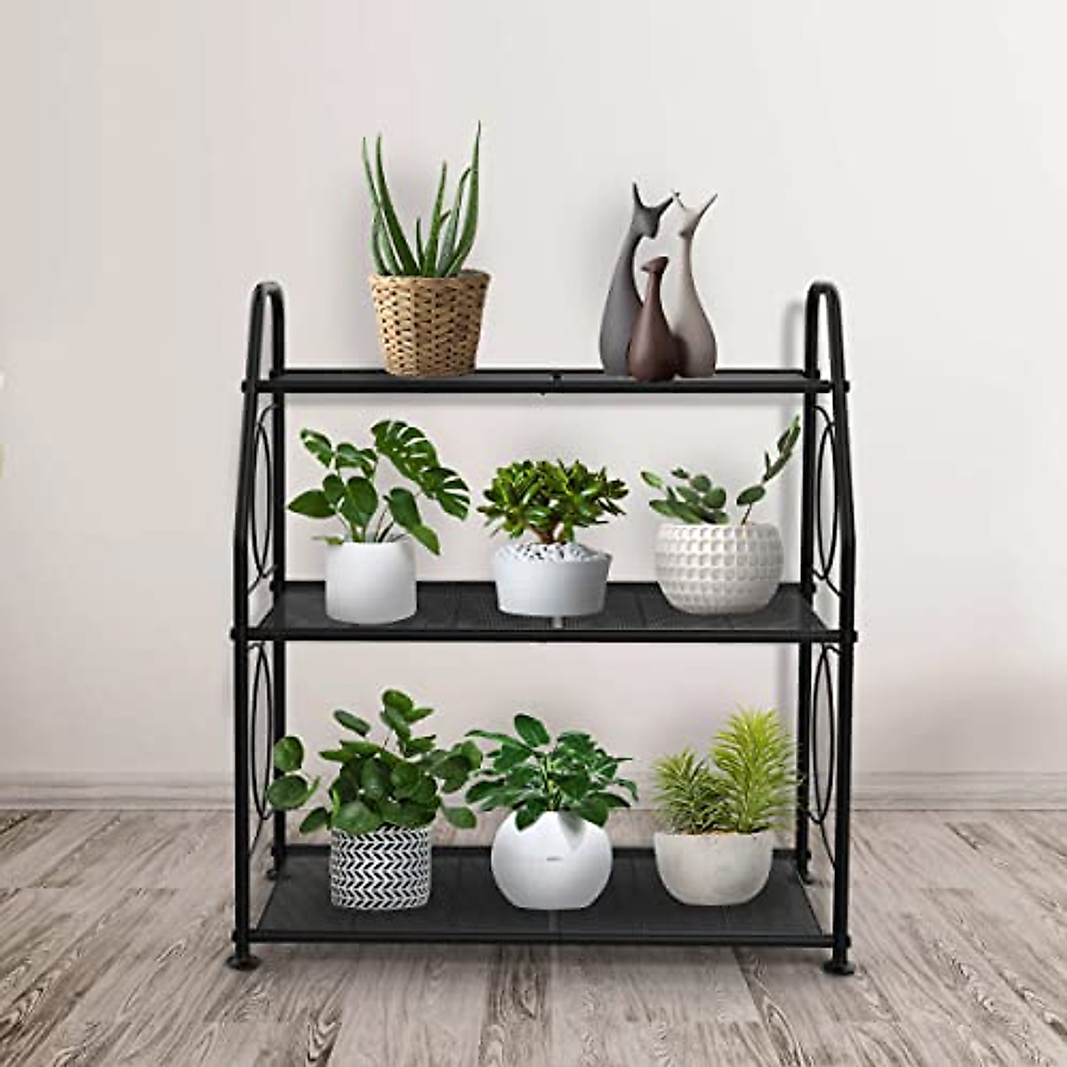 VyGrow Plant Stand, 3 Tier Plant Shelf for Indoor Outdoor, Heavy Duty Metal Outdoor Plant Stand Holder Rack for Living Room Balcony and Garden