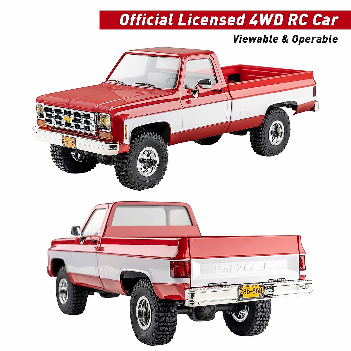 FMS 1/18 RC Crawler K10 4WD Brushed RTR RC Car Official Licensed RC Model 4WD Hobby RC Crawler Remote Control Car with LED Lights 3-Ch 2.4GHz Transmitter for Adults