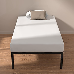 Meberam 18 Inch Twin Size Metal Platform Bed Frame Heavy Duty Mattress Foundation Support No Box Spring Need, Black