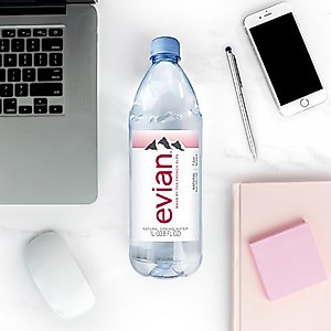 evian Natural Spring Water, PH Balanced with Natural Electrolytes, 33.8fl oz./1L Bottles (pack of 12)