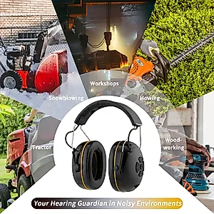 inf protear(Upgraded E6850 Bluetooth Hearing Protection with Integrated Microphone, High-Fidelity Speakers,120H+Playtime, Ideal Ear Muffs for Noise Reduction for Mowing, Workshop, NRR 25 dB