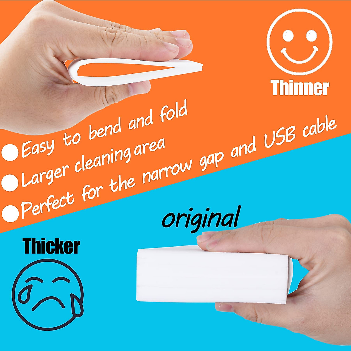 50PCS Magic Cleaning Sponge Eraser Sheets, Reusable Thin Nano Cleaner Pads Eraser Wipes for Kitchen Shoe Furniture Bathroom Shower Sink Hard-to-Reach Places