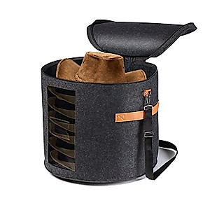 AZHCHKE Large Hat Storage Box for Women & Men, Travel Hat Box with Lid Foldable Round Cowboy Hat Organizer Box Carrying & Storing Various Types of Hats, 19" D x 17" H