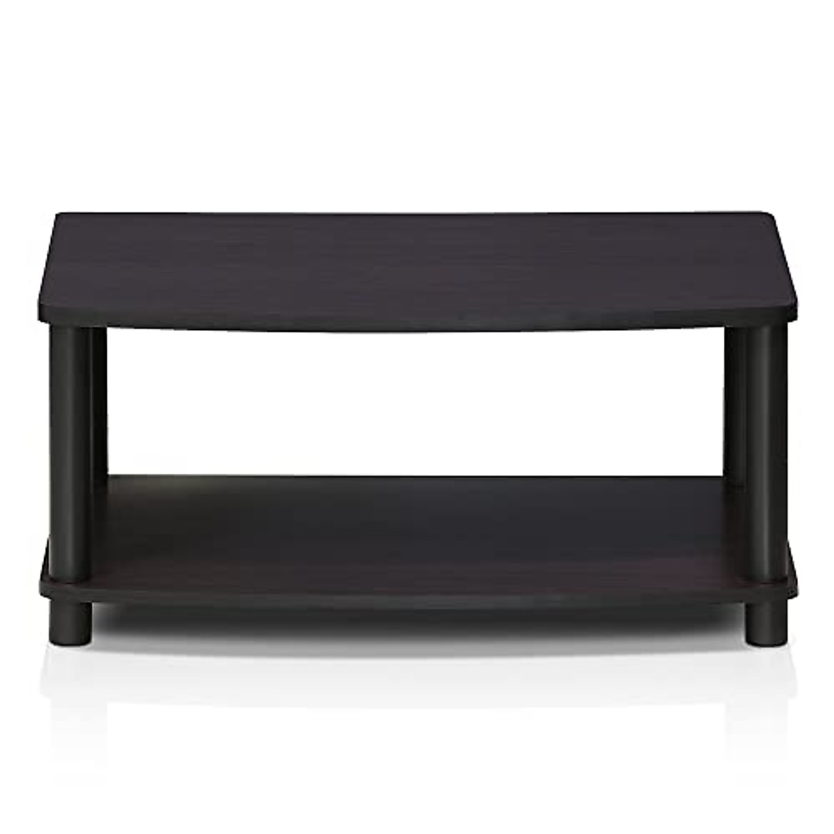 Furinno Turn-N-Tube No Tools 2-Tier Elevated TV Stand, Plastic Round Tubes, Dark Walnut