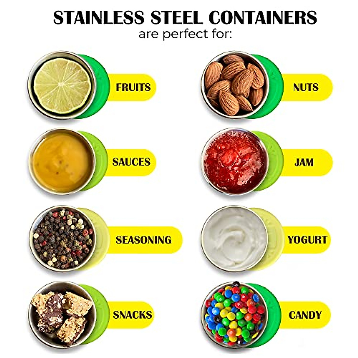 WEST BROS Leakproof Salad Dressing Container To Go 3 x 1.7oz, Small Stainless Steel Condiment Containers with Lids, Sauce Containers For Lunch, Dressing Cups with Lids, Sauce Cups Dip Containers Box