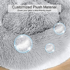 Dog Bed, Cat Calming Bed, Faux Fur Pillow Pet Donut Cuddler Round Plush Bed for Large Medium Small Dogs and Cats
