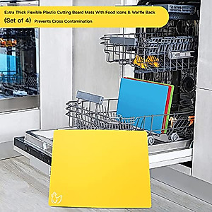 KUFUNG Flexible Cutting Board Mats for Kitchen - 100% Non Slip (New) Color Coordinated Plastic Cutting Boards on Any Countertop
