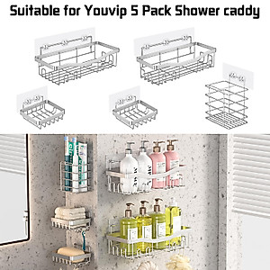 Youvip 5 Pack Shower Caddy Adhesive for Replacement,Adhesive Strips Suitable 5pack Shower Caddy