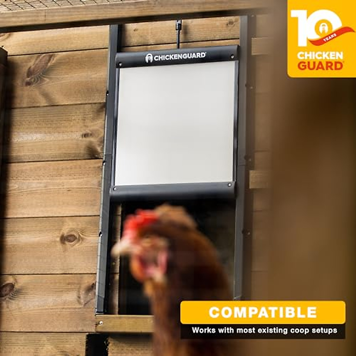 ChickenGuard Self Locking Chicken Coop Door, Predator Resistant Pop Hole Door, Chicken, Poultry Coop Accessories (Door only - Automatic Openers Sold Separately)