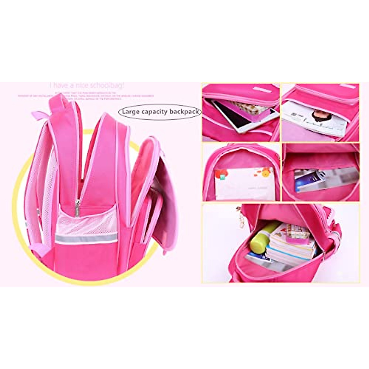 Waterproof Cat Face Waterproof Kids Backpack School Bookbag for Primary Girls Students Yookeyo