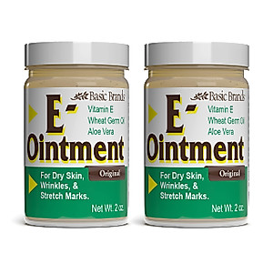 Basic Brands - Vitamin E Ointment - 2 OZ - Moisture Enhancing - Can Help Reduce Appearance of Scars, Stretch Marks, Fine Lines & Wrinkles - 2-Pack