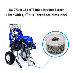 Homhelar 181073 or 181-073 Inlet Strainer Screen Filter with 1/2" NPT Thread Stainless Steel for Airless Paint Sprayer 455 495 Ultra 500 Ultra Max 695