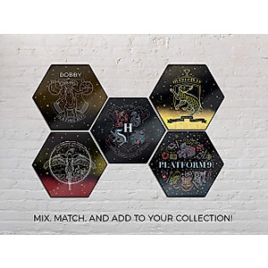 Harry Potter – Hogwarts School of Witchcraft and Wizardry – Crest - 11.5” X 10” Hexagon Shaped KNEXAGON Wood Print – Hang Alone or Connect to Other Pieces – Officially Licensed Merchandise