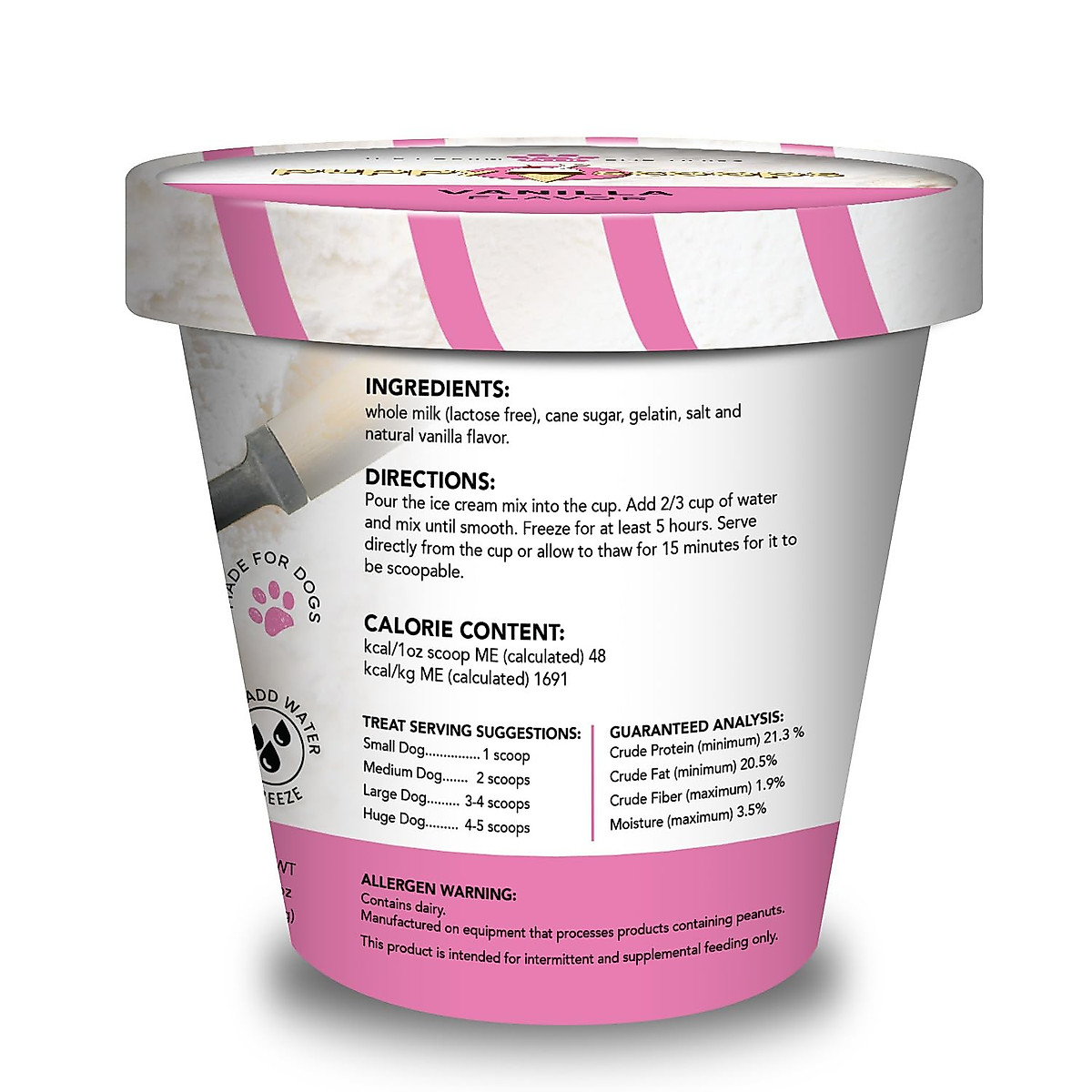 Puppy Scoops Dog Ice Cream Mix - Just Add Water and Freeze at Home, Powder Mix with Ice Cream Cup and Reusable Lid, Ice Cream Mix for Dogs (Vanilla Flavor), 4.65 oz - Made in USA