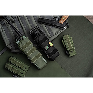 TACTICAL GEEK EXT11 Water Bottle Pouch, Portable Water Bottle Carrier, Drawstring Travel Bottle Holder, Adjustable Outdoor Sports Kettle Carrier Holster, Molle Water Bottle Holder for Backpack (Black)