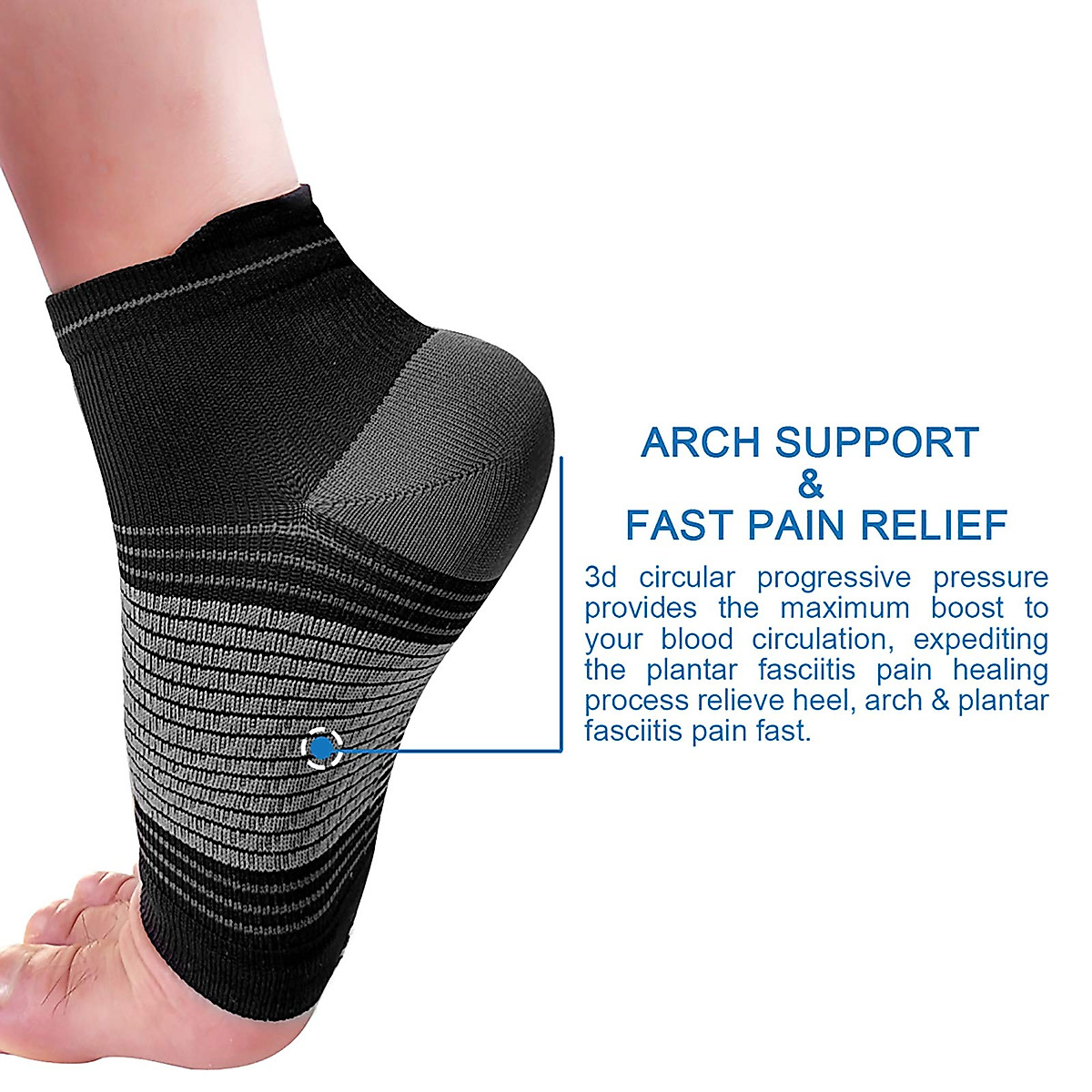Plantar Fasciitis Socks Womens, Ankle Compression Socks Arch Support Socks for Heel Pain Relief, Boost Blood Circulation, Relieve Arch Pain, Heel Compression Sleeve Reduce Foot Swelling, Black XL