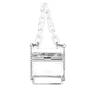 NC Transparent Clear Acrylic Square Evening Bag Shoulder Handbag for Dinner Party Travel(silver)