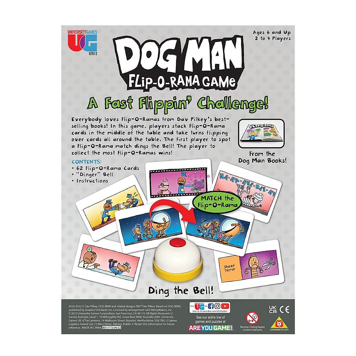 University Games, Dog Man Flip-o-Rama Card Matching Game, Based on The Dog Man Books Series, for 2 or More Players Ages 6 and Up