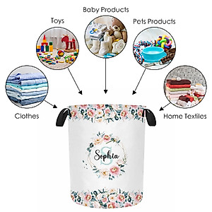 Custom Large Laundry Basket with Name, Personalized Collapsible Laundry Bag for Bathroom Living Room Bedroom Baby Nursery, Foldable Laundry Hamper for Adult Boys Girls Gift 15.7 * 19.6inch