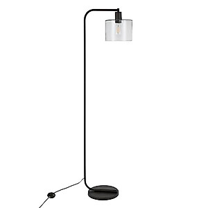 Cadmus 57" Tall Floor Lamp with Glass Shade in Blackened Bronze/Seeded