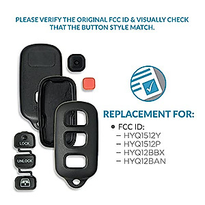 Keyless2Go Replacement for New Shell Case for 4 Button Remote Key Fob FCC HYQ1512Y HYQ12BBX HYQ12BAN - Shell ONLY