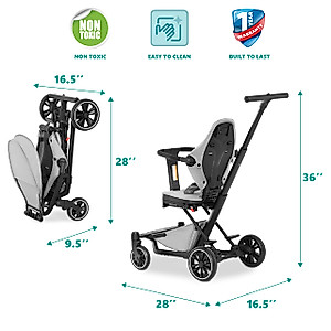 Dream On Me Drift Rider Baby Stroller with Canopy, Lightweight Umbrella Stroller with Compact Fold, Sturdy Design, 360 Degree Angle Rotation Travel Stroller, Gray