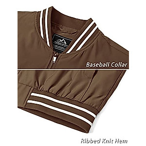 EKLENTSON Mens Jackets Lightweight Collared Golf Bomber Varsity Jackets for Men, Brown, X-Large
