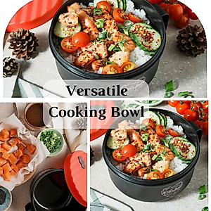 AI LOVE PEACE Microwave Ramen Bowl with Lid - Microwavable Noodle Cooker Container for Dorm Essentials, Ramen Maker, Meal Prep Microwave Safe Instant Noodles Soup Bowl - BPA Free, Dorm Room Gift (Red)