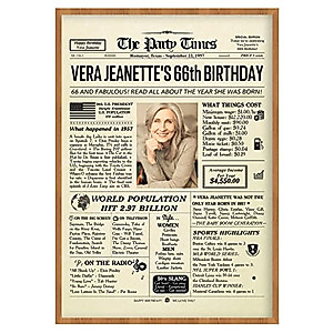 TRIDECOR Personalized 66th Birthday Party Decorations for Kids, Girls, Boys, Back To 1956 Poster Gifts, Gift for Dad, Mom, Him, 24 x 36 Inch