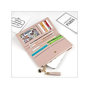 Chic Boutique De Mode Wallets For Women Credit Card Holder Slim Coin Purse Thin Large Capacity Zip Clutch Cute Minimalist Leather Cell Phone Case For Girls Ladies (Black)