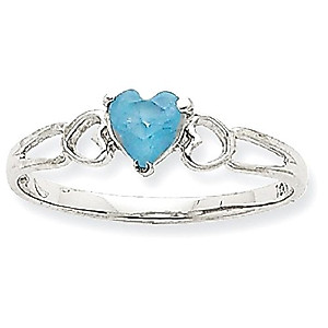 IceCarats 10K White Gold Blue Aquamarine Heart Love Ring Gemstone Band March Birthstone Jewelry Size 6