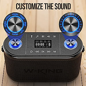 W-KING 120W RMS-150W Peak Portable Bluetooth Speaker Loud, 2.1 Stereo 3-Way Large Party Outdoor Wireless Speaker w/Bass&Treble Adjust/Guitar&MIC Port/UHF Microphone/Accompaniment/REC/Live/HP Monitor