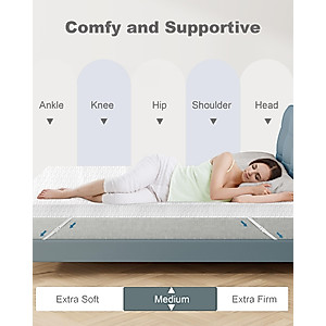 Slumbrae [Twin XL] Mattress Topper, 3" Mattress Topper Twin Extra Long, Memory Foam Mattress Topper Twin XL for College Dorm with Removable Cover and Straps, White