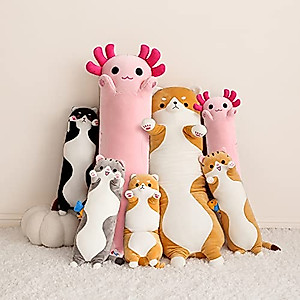 PEACH CAT Pink Long Axolotl Plush Pillow Toy Cute Axolotl Stuffed Animal for Girls and Boys 28"