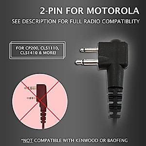 PROMAXPOWER Two Way Radio 1-Wire C-Shape Swivel Headset Earpiece PTT for Motorola CP88, CP100, CP185, CP200, CP200D, CLS1110, CLS1410, EP450