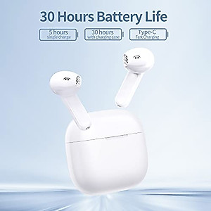 kurdene Wireless Bluetooth Earbuds with Fast Charging 30 Hours Playtime Stereo Sound Bluetooth Headphones with Mics in-Ear Wireless Earphones Touch Control Wireless Headset for Music and Call