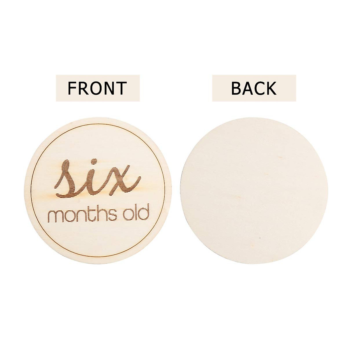 Tomaibaby Baby Monthly Milestone Cards 12pcs, 10x10x0.3cm Round Numbers Shower Gift Wooden Baby Birth Announcement Card Record Month Set Discs Photography Props - Round English Letter