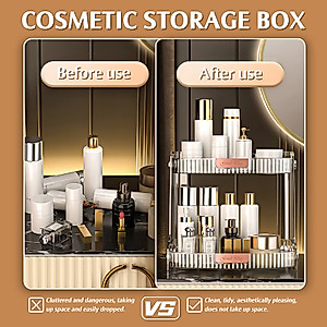 Acrylic Bathroom Organizer, 2 Tier Makeup Organizer Countertop, Bathroom Organizers and Storage, Perfume Tray for Dresser