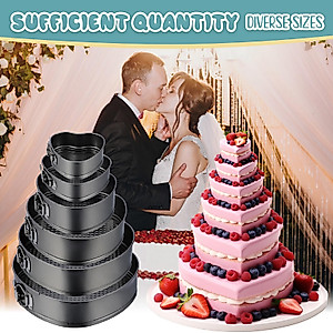 Zhehao 6 Pcs Heart Shape Cake Pans Heart Cake Mold 6 Cheesecake Molds Diverse Sizes Nonstick Springform Pan Set Leakproof Deep Pans for Birthday Family Couples Spouses