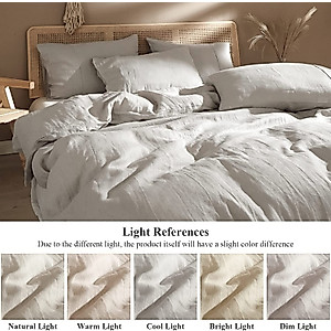 Ivellow Linen Duvet Cover Set 100% Washed French Flax Pure Linen Duvet Covers King Soft Natural Breathable Durable Cooling Duvet Cover King Size Linen Bedding Set (1 Linen Duvet Cover 2 Pillowcases)