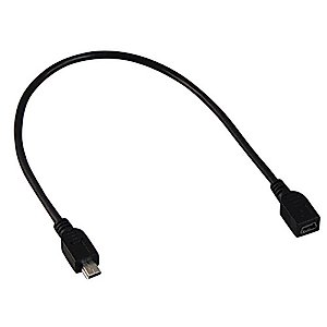 YCS Basics 1 Foot USB 2.0 Mini B Male to Mini B Female Extension Cable