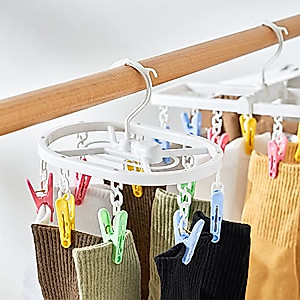 Clips Drip Hanger, Oval Shape Clips Drip Hanger Moisture-Proof Plastic Rotating Hooks Underwear Drying Rack Household Supplies Sock Drying Hanger